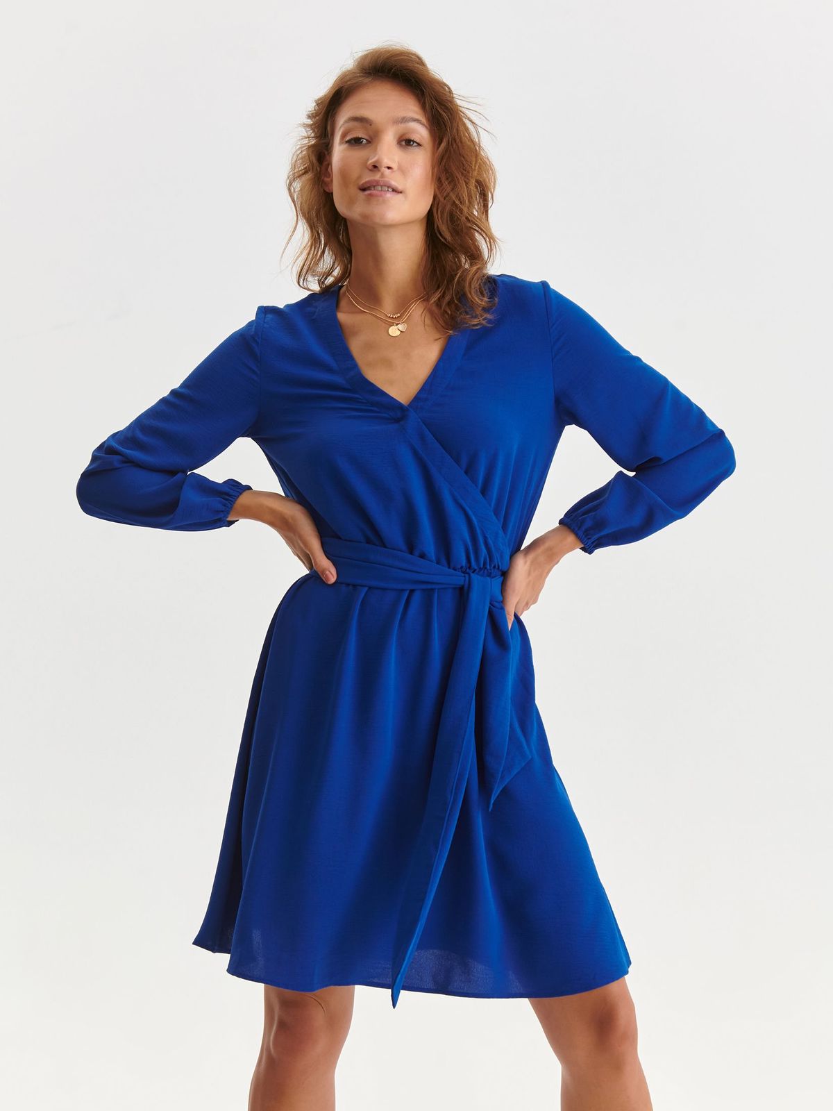 Kék harang ruha v-dekoltázzsal