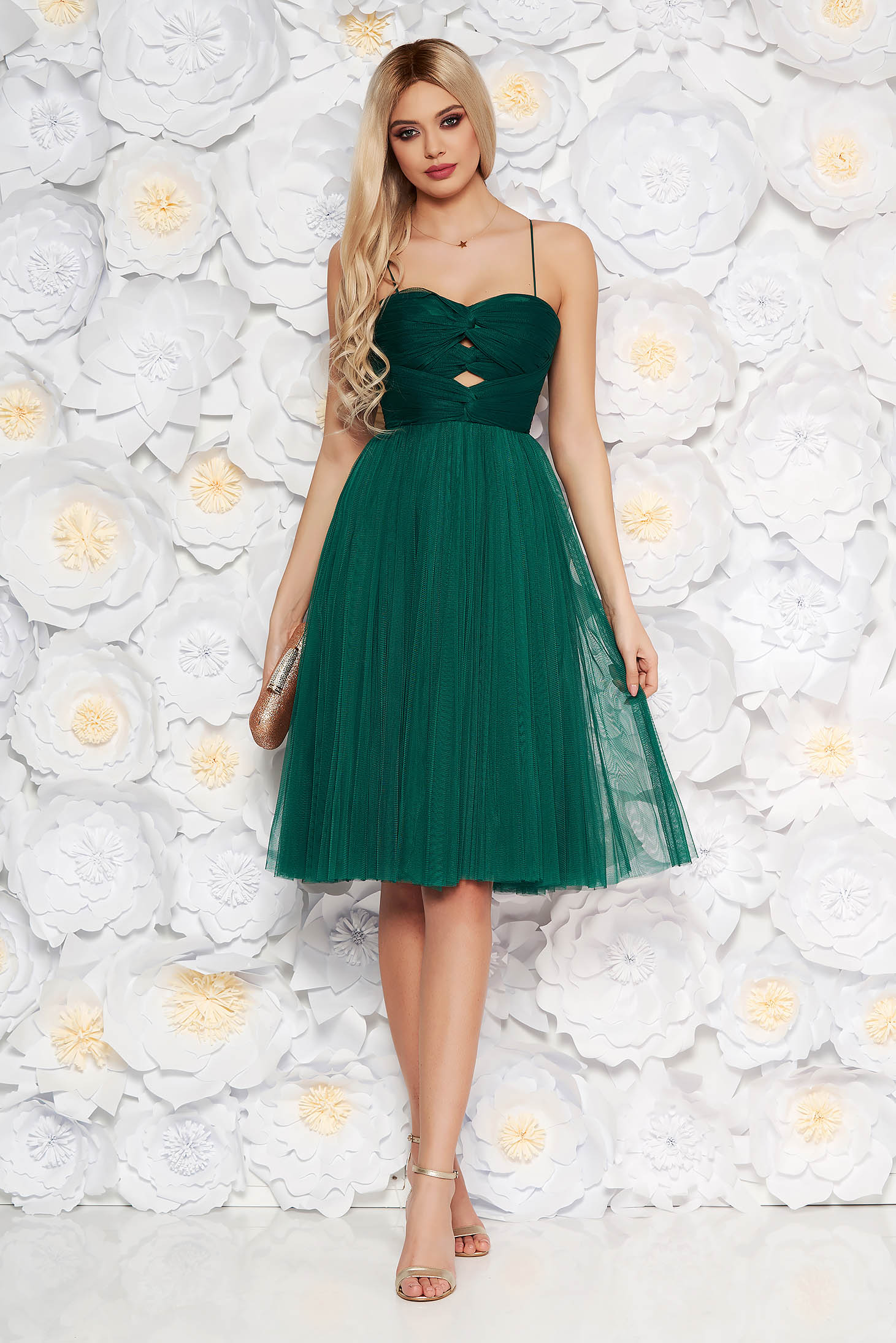 Ana Radu darkgreen luxurious cloche dress from tulle with inside lining ...
